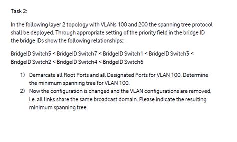 solved task 2 in the following layer 2 topology with vlans