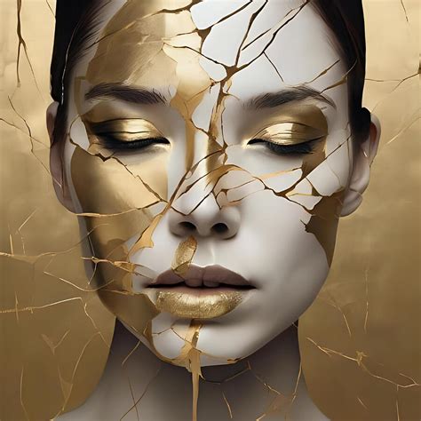 Kintsugi Face Portrait Ai Art By Sujasha Gupta Fine Art America