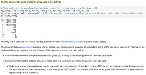 Solved Run The Code Cell Below To Create The Array Used In Chegg Com
