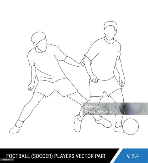 축구 선수는 공에 대 한 싸움입니다 실루엣 개요 벡터 일러스트 레이 션 행동에 축구 선수입니다 한 선수가 다른 공을 하려고 시도 합니다 모션에 대한 스톡 벡터 아트 및 기타