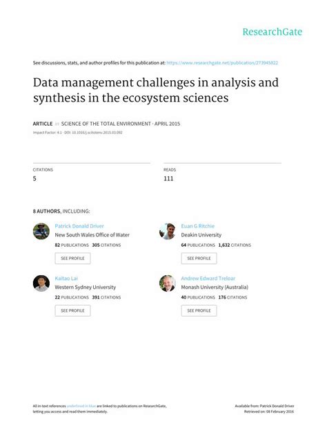 PDF Data Management Challenges In Analysis And Synthesis In Data Management Challenges