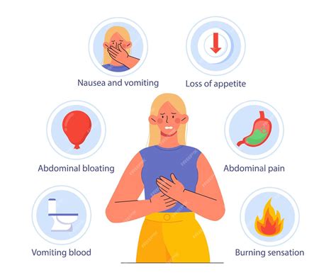 Mujer Con Concepto De Síntomas De Gastritis Infografía Médica Y