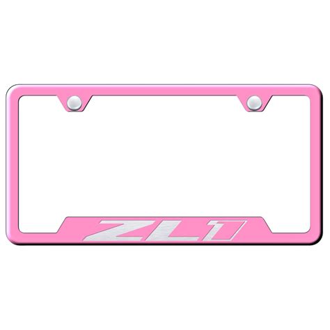 Chevy Zl1 Laser Etched Logo Cut Out License Plate Frame Pink