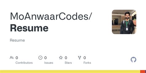 GitHub MoAnwaarCodes Resume Resume