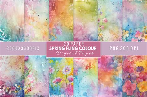 spring fling color wash patterns bundle graphic by regulrcrative