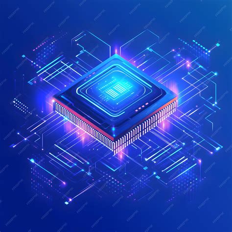Abstract Isometric Illustration Of An Ai Chip Or Cpu Processor Premium Ai Generated Image