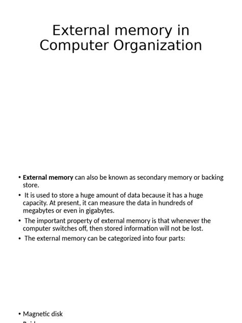 Lecture 4 External Memory In Computer Organization Pdf
