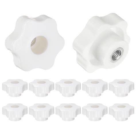 12 Pieces Star Knobs M8 Thread 48mm 6 Point Head Metal Insert Through