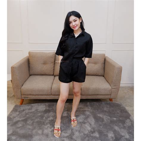 Kemeja Soo Hyun One Set Premium Korean Womens Shirt Pants Set