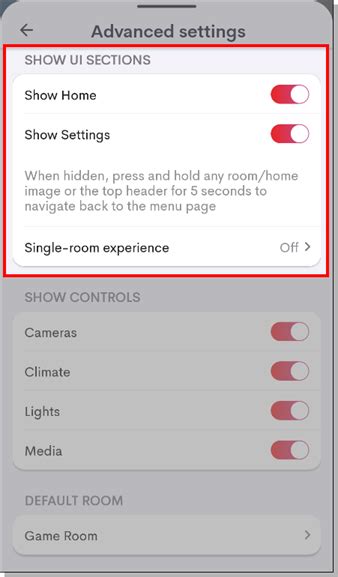 Show Ui Sections Crestron Home Os Documentation