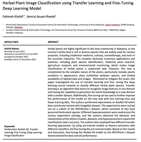 herbal plant image classification using transfer learning and fine