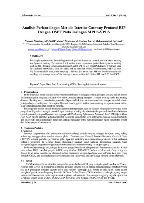 Pdf Analisis Perbandingan Metode Interior Gateway Protocol Rip Dengan