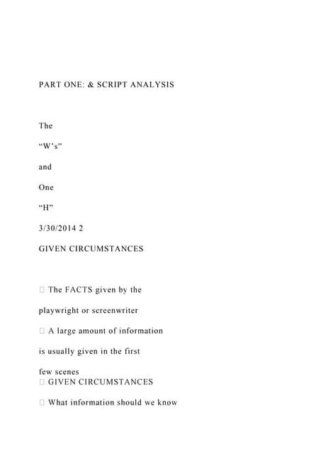 Part One And Script Analysisthe Ws” And Odocx