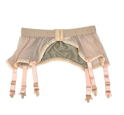 Elegant Garter Belt Peach Lace Simply Handmade Delicate Lace And Mesh