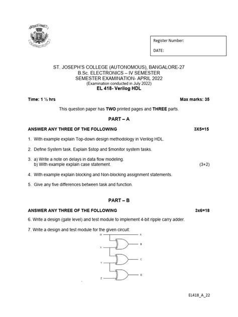 El 418 Verilog Hdl Pdf Hardware Description Language Electronic