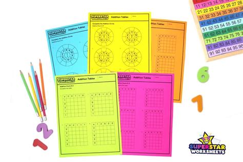 Addition Table Worksheets Superstar Worksheets
