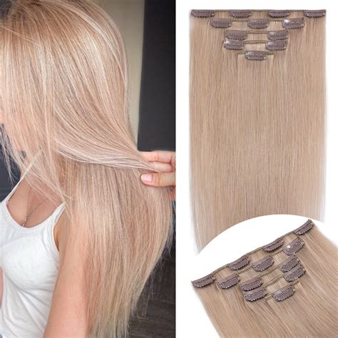 Hairro Clip In 100 Human Hair Extensions Human Hair Light Brown To
