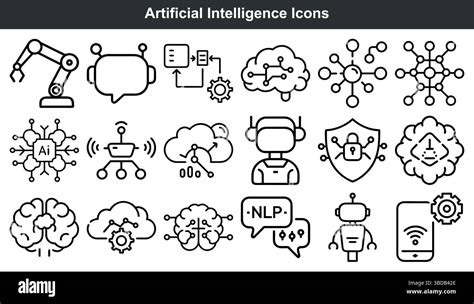 Artificial Intelligence Icons Set Machine Learning Technology Symbols