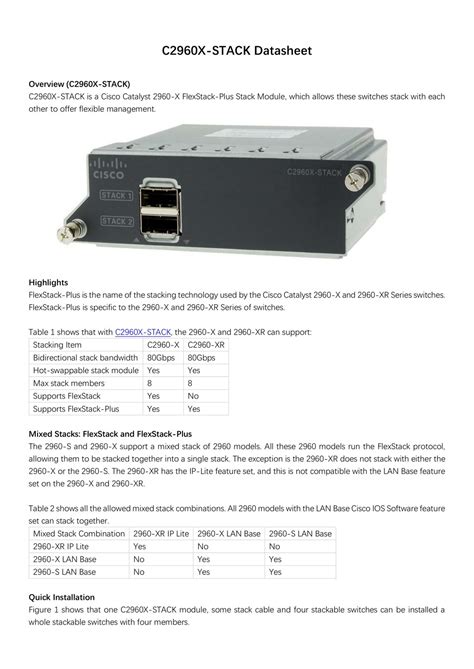 ppt cisco catalyst 2960 x flexstack plus stack module datasheet powerpoint presentation id