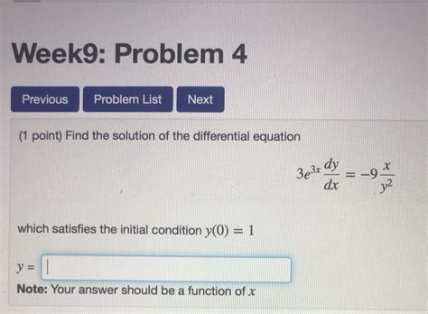 Solved Week9 Problem 4 Previous Problem List Next 1 Point