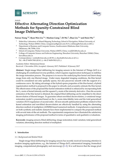 Pdf Effective Alternating Direction Optimization Methods For Sparsity Constrained Blind Image