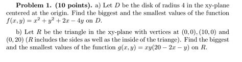 solved problem 1 10 points a let d be the disk of