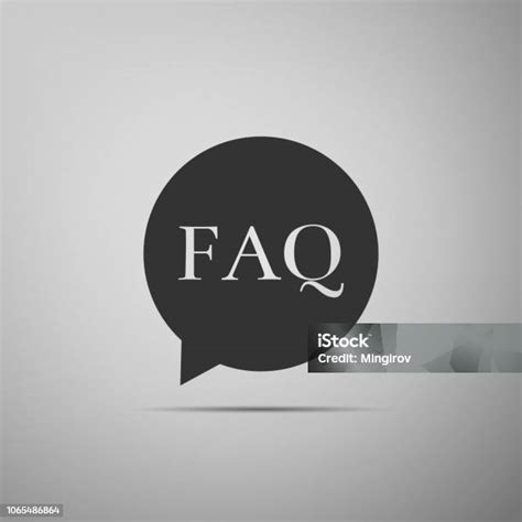 텍스트 Faq 정보 아이콘이 회색 배경에 고립 음성 거품이 있다 원 버튼 텍스트 질문입니다 평면 디자인입니다 벡터 일러스트 레이 션 Brand Name Online
