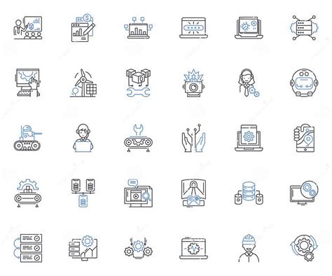 Modernization Industry Line Icons Collection Digitization Automation