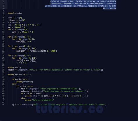 Arrays Python Matriz Dispersa Triangular Inferior En Vector Tutorias Co