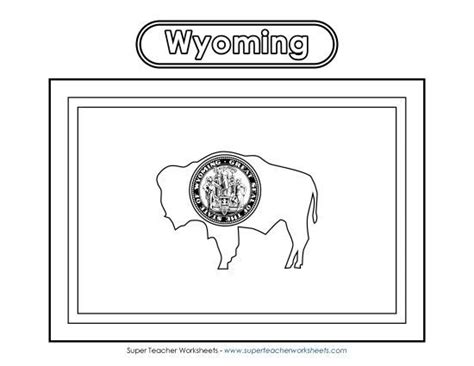 Wyoming Flag Coloring Page Printable States Individual Pdf Worksheet