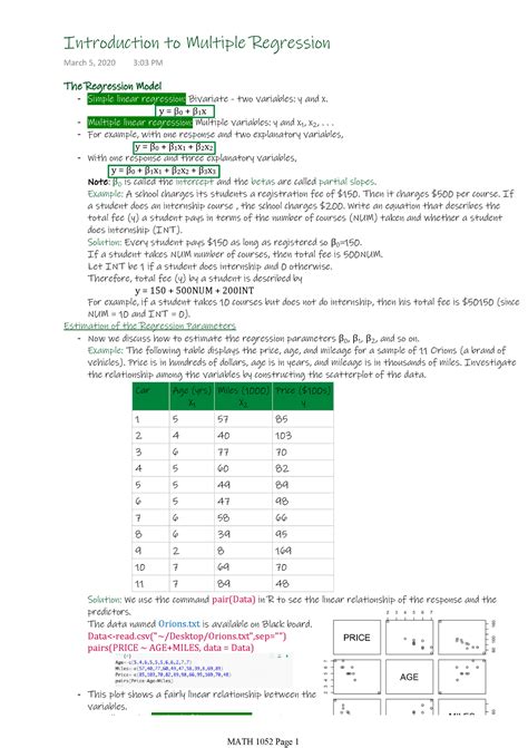 Introduction To Multiple Regression Warning Tt Undefined Function