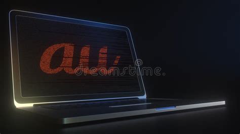 Computer Screen With The Logo Of Au Made With Source Code Editorial