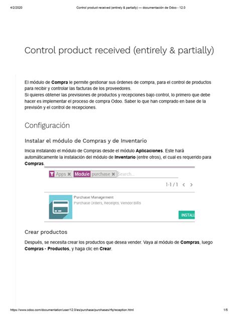 Control Product Received Entirely And Partially Documentación De Odoo 120 Pdf Informática