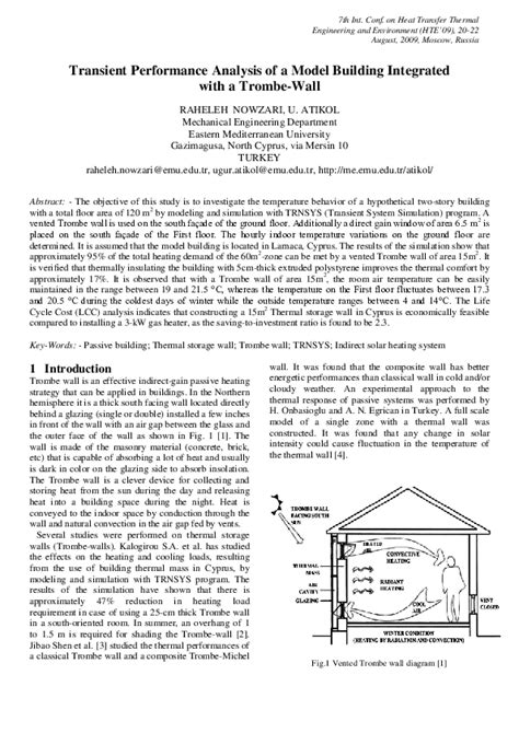 Pdf Transient Performance Analysis Of A Model Building Integrated