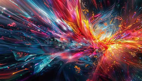 Dynamic Explosion Of Colors Radiating From A Central Point Generative Ai Stock Illustration