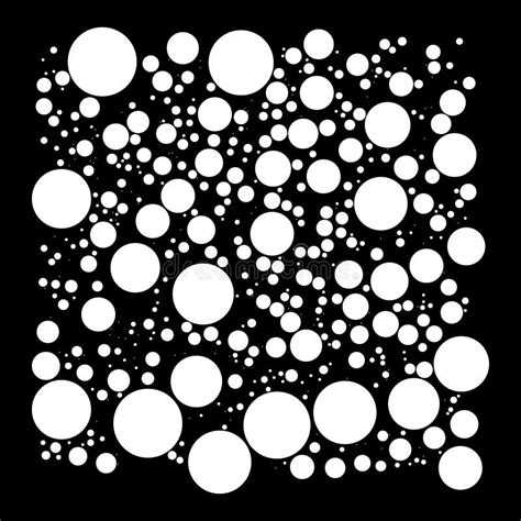 White Random Dots Circles Over Black Backdrop Dotted Vector Element