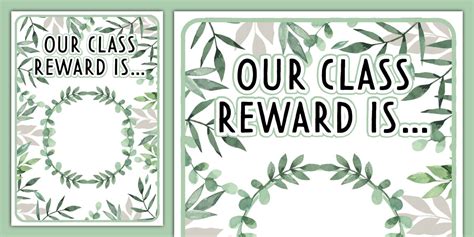 Muted Botanical Themed Our Class Reward Is Display Poster