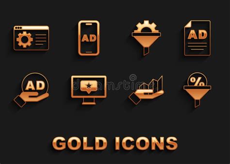 Set Monitor With Star Advertising Lead Management Pie Chart Infographic Sales Funnel Gear