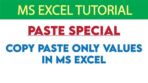 How To Copy Paste Only Values In Ms Excel Paste Special In Excel Gma Skills Youtube