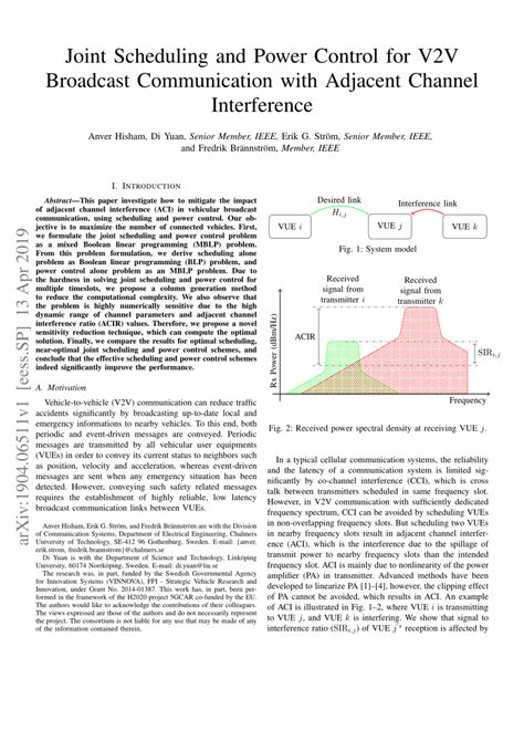 Pdf Joint Scheduling And Power Control For V2v Broadcast