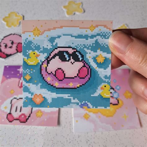 Cute Pixel Kirby Vinyl Sticker Set Etsy