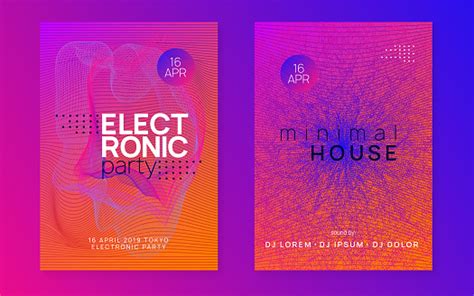 Edm 세트 댄스 트랜스 그래픽 나이트 클럽 디자인 핑크 파티 배너입니다 전기 커버 블루 페스트 매거진 나이트 클럽 비트 일러스트입니다 바이올렛 Edm 세트 Dj에 대한