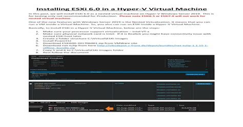Download Pdf Installing Esxi 60 In A Hyper V Virtual Machine