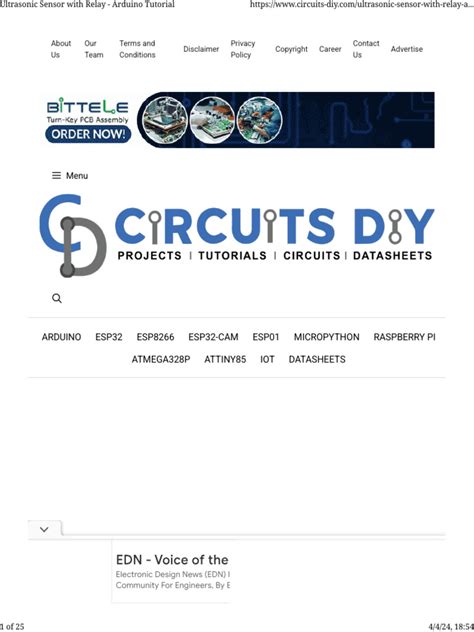 Ultrasonic Sensor With Relay Arduino Tutorial Pdf Arduino