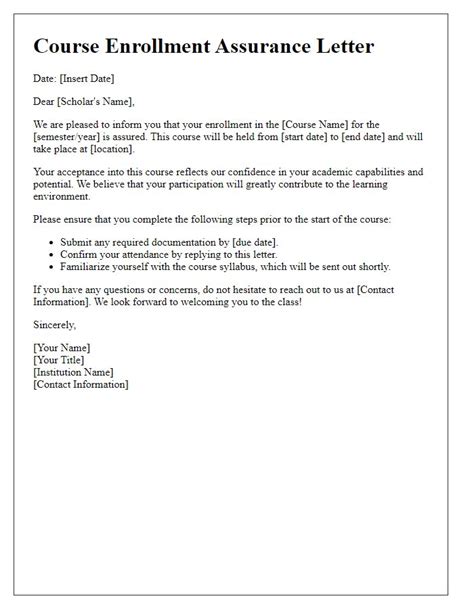 Letter Template For Confirming Course Enrollment Free Samples In Pdf Letterin