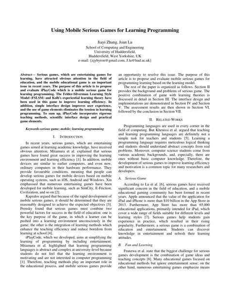 Pdf Using Mobile Serious Games For Learning Programming