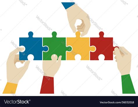 Hands Assembling Jigsaw Puzzle Pieces Royalty Free Vector