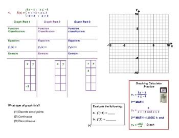 Piecewise Functions Graph Piecewise Functions Homework 1 By AlgebraMart