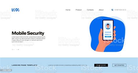 방문 페이지 템플릿 웹 사이트 배너 광고 및 마케팅 자료 온라인 광고 비즈니스 프레젠테이션 등에 대한 모바일 보안 개념 벡터 일러스트레이션 0명에 대한 스톡 벡터 아트 및
