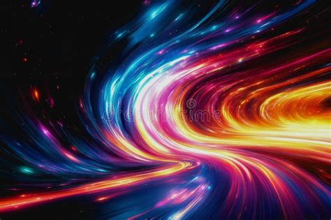 Neon Cosmic Portal With Advanced Tech Circuitry In Deep Space Stock